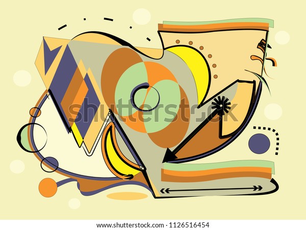 Abstract Composition Fancy Geometric Colorful Shapes Stock Vector ...