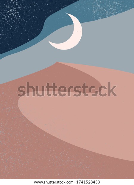 Abstract contemporary aesthetic background with landscape, desert, sand ...