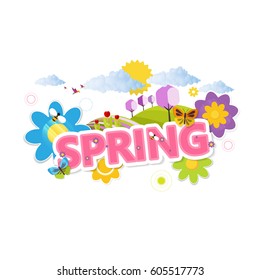 Spring Vector Design Spring Lettering Flowers Stock Vector (Royalty ...