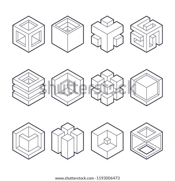 Abstract Cubic Collection Abstract 3d Cubic Stock Vector (Royalty Free ...