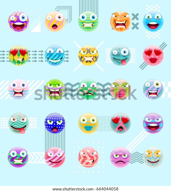 Abstract Cute Emoji Set Abstract Emoticon Stock Vector (Royalty Free ...