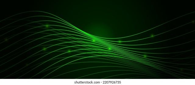 Abstract Dark Flow Line Green Background Stock Vector (Royalty Free ...