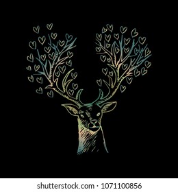 Abstract Deer Heart Shape Stock Vector (Royalty Free) 1071100856 ...