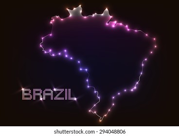 Abstract Neon Map Brazil Nodes Linked Stock Vector (Royalty Free ...