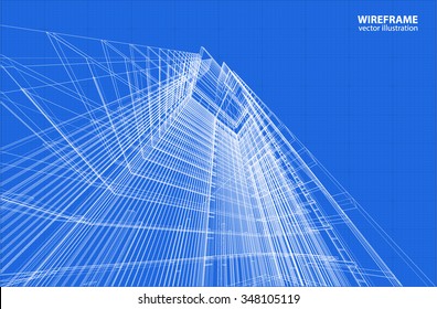 Abstract Design Modern Architecture Wireframe Space Stock Vector ...
