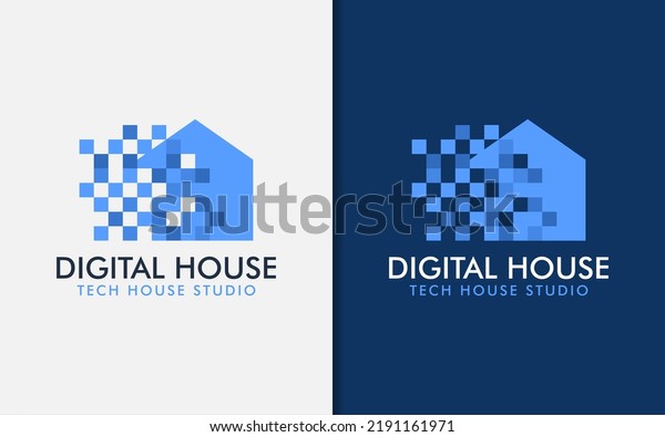 Abstract Digital House Logo Design Simple Stock Vector (Royalty Free ...