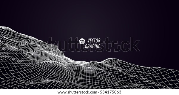Abstract Digital Landscape Cyber Technology Backgroundvector Stock ...