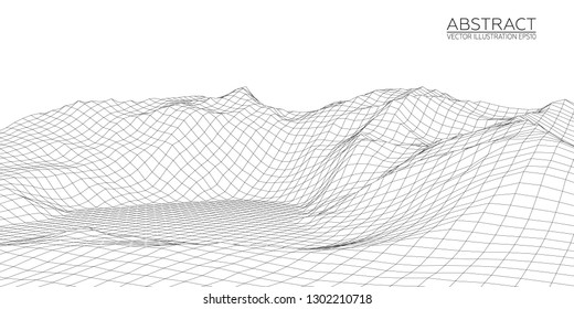 Abstract Digital Landscape Wireframe 3d Landscape Stock Vector (Royalty ...