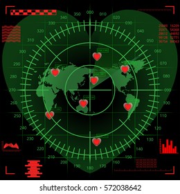 Abstract Digital Radar Screen Heart Shape Stock Vector (Royalty Free ...