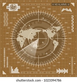 Abstract Digital Radar Screen World Map Stock Vector (Royalty Free ...