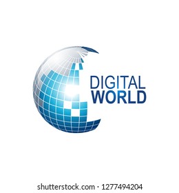 Abstract Digital World Globe Logo Template Stock Vector (Royalty Free ...