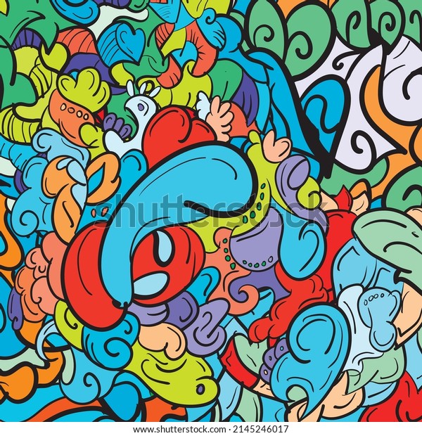 Abstract Doodle Full Color Wallpaper Design Stock Vector (Royalty Free ...