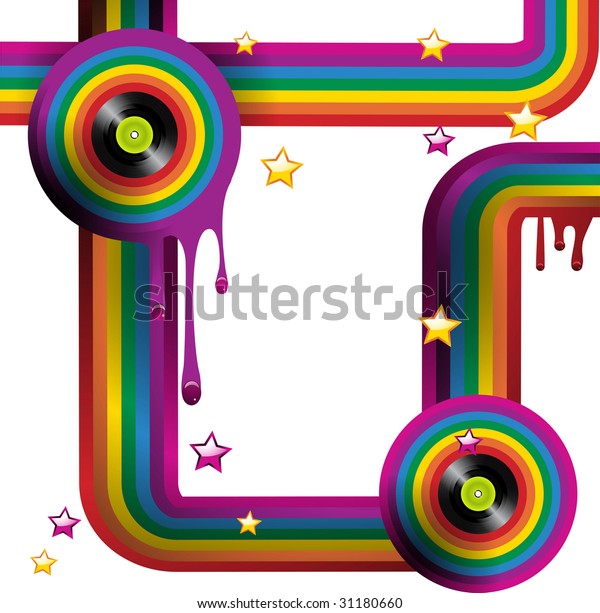 Abstract Dripping Retro Rainbow Lines Circles Stock Vector (Royalty ...