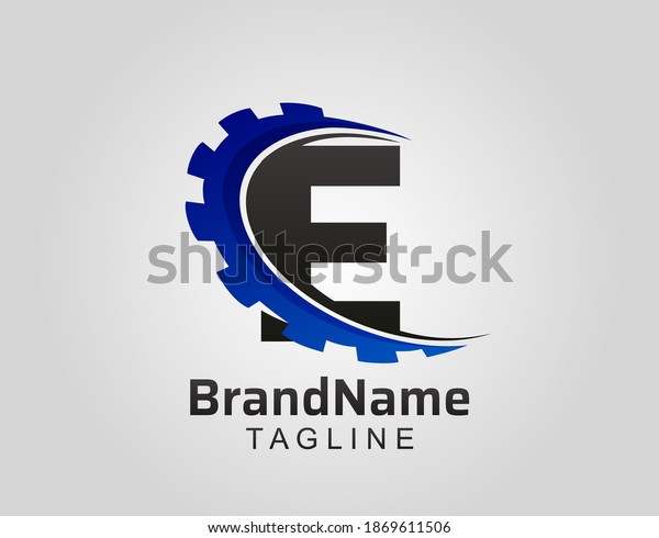 Abstract E Letter E Gear Swoosh Stock Vector (Royalty Free) 1869611506 ...
