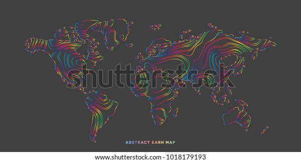 Abstract Earth Map Consist Colorful Stripes Stock Vector (Royalty Free ...