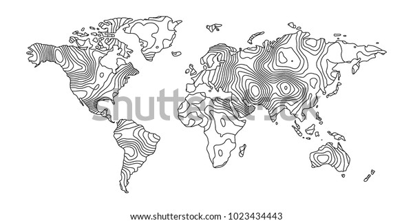 Abstract Earth Map Consist Stripes Topographic Stock Vector (Royalty ...