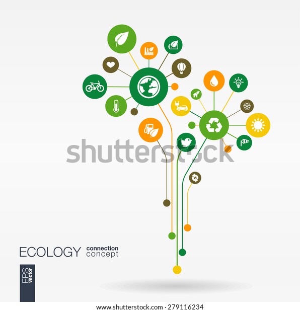 Abstract Ecology Background Connected Circles Integrated Stock Vector ...