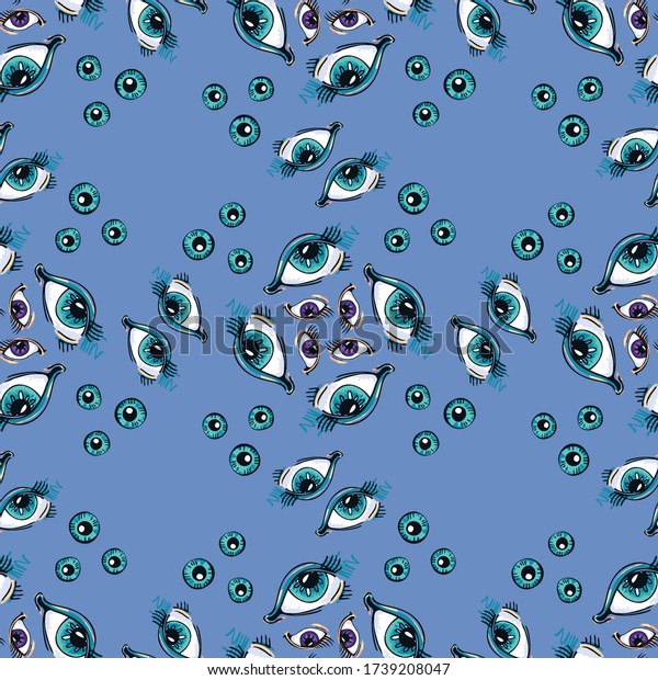 Abstract Eyes Different Angles Seamless Pattern Stock Vector (Royalty ...