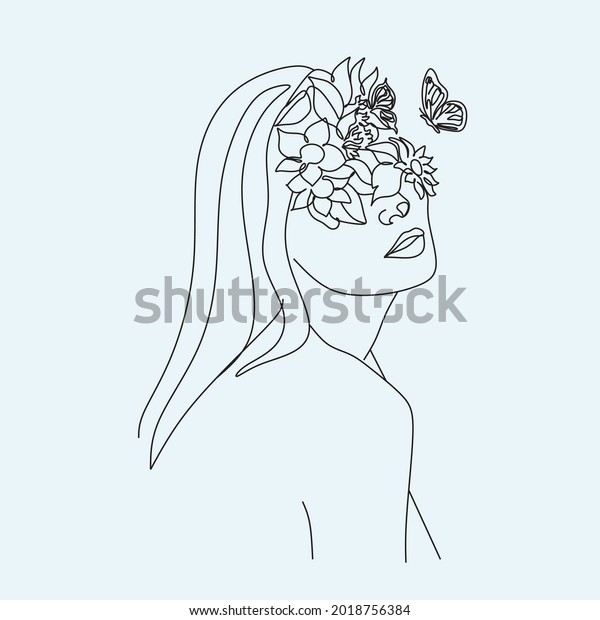 Abstract Face Butterfly Line Art Butterfly Stock Vector (Royalty Free ...