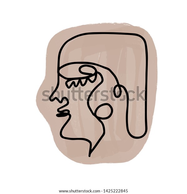 Abstract Face Drawing Aesthetic Minimal Continuous Stock Vector ...