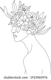 Abstract Face Flowers By One Line Stock Vector (Royalty Free ...
