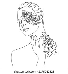 Abstract Face Flowers By One Line Stock Vector (Royalty Free ...