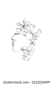 Abstract Face Flowers By One Line Stock Vector (Royalty Free ...