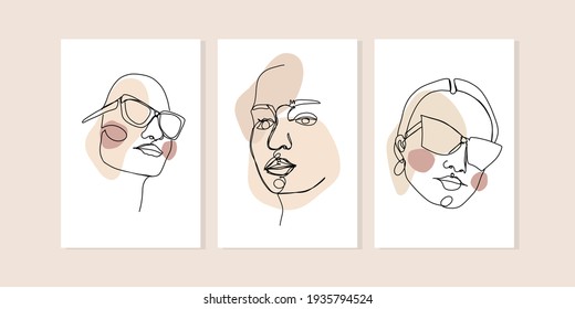 Abstract Face One Line Drawing Beauty Stock Vector (Royalty Free ...