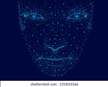 Abstract Face Person Points Glowing Lights Stock Vector (Royalty Free ...