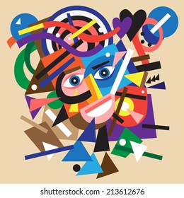 Abstract Face Vector Cartoon Stock Vector (Royalty Free) 213612676 ...