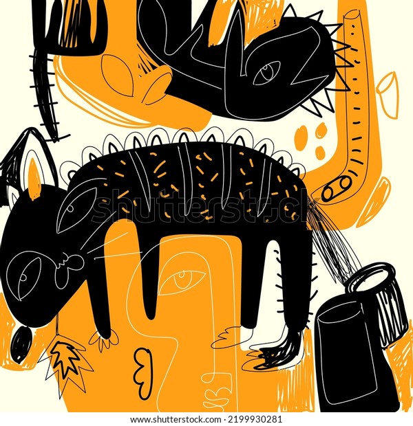 Abstract Figure Rough Hand Drawing Vector Stock Vector (Royalty Free ...
