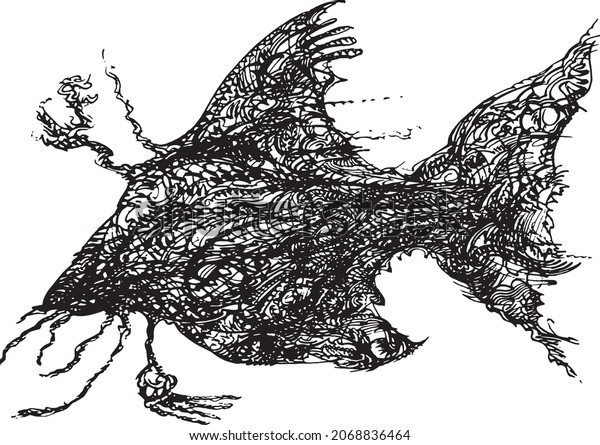 Abstract Fish Drawing Freehand Drawn Abstract Stock Vector (Royalty ...