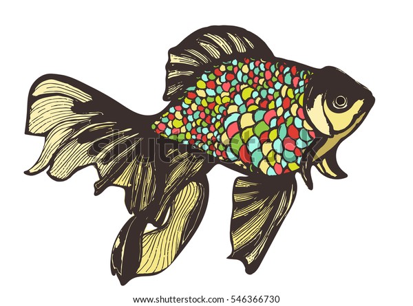 Vektor Stok Abstract Fish Sketch Hand Drawing Vector (Tanpa Royalti ...