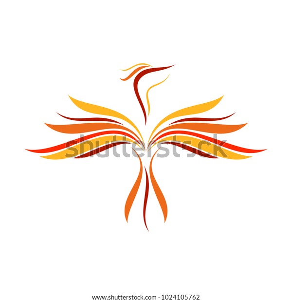 Abstract Flame Flying Phoenix Line Art Stock Vector (Royalty Free ...