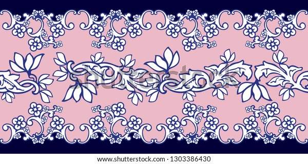 Abstract Floral Border Vector Stock Vector (Royalty Free) 1303386430 ...