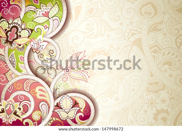 Abstract Floral Curve Background Stock Vector (Royalty Free) 147998672 ...