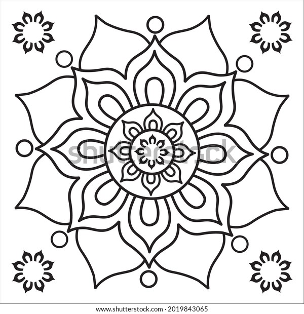 Abstract Floral Rangoli Design Vector Stock Vector (Royalty Free ...