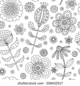 Abstract Floral Seamless Pattern Hand Drawn Stock Vector (Royalty Free ...