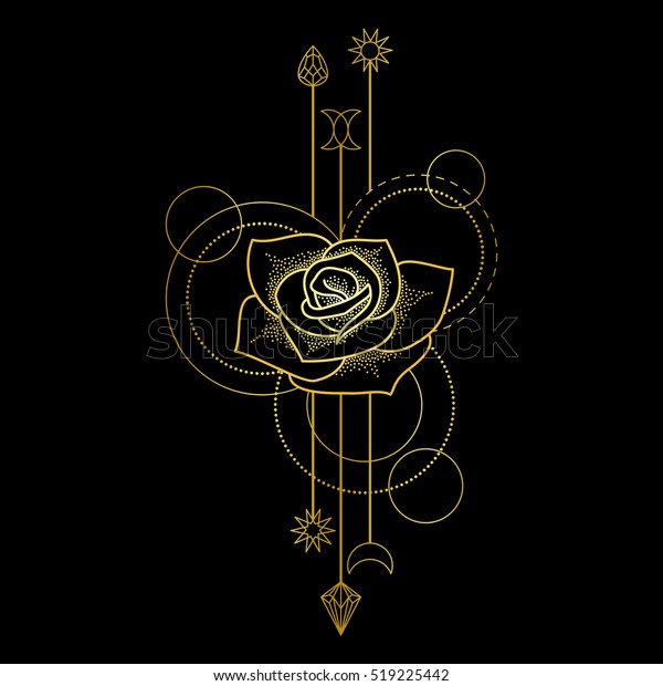 Abstract Floral Techno Symbol Rose Geometric Stock Vector (Royalty Free ...