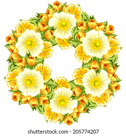 Circle Frame Yellow Flowers Isolated Foto stock 1341395771 | Shutterstock