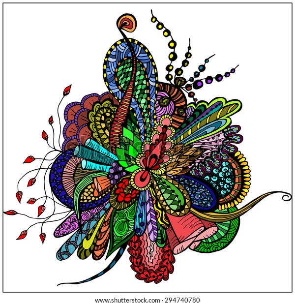 Abstract Flower Style Doodle Color Image Stock Vector (Royalty Free ...