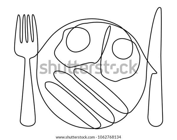Abstract Food Background One Line Drawing Stock Vector (Royalty Free ...