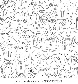 Abstract Funny Faces People Line Art Stock Vector (Royalty Free ...