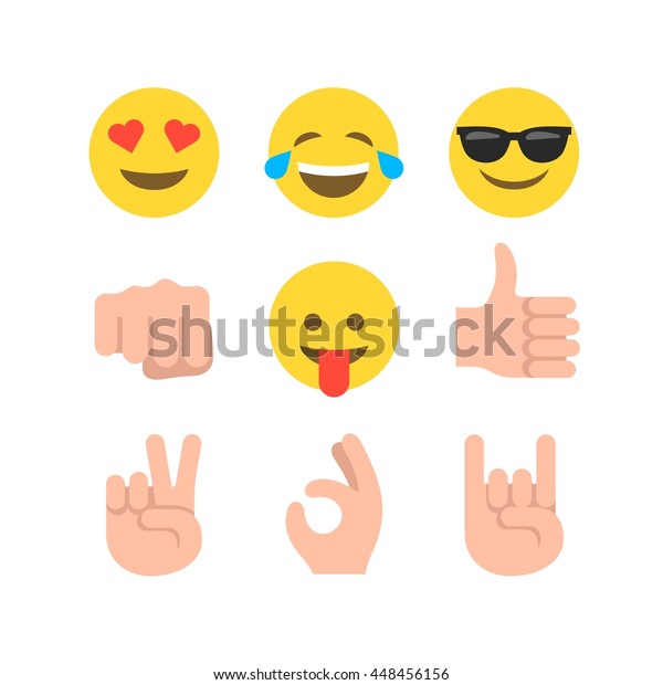 Abstract Funny Flat Style Emoji Emoticon Stock Vector (Royalty Free ...
