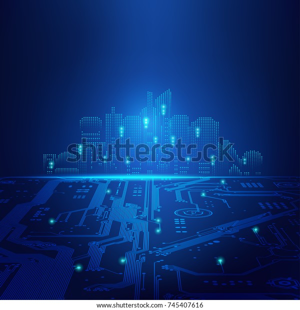 Abstract Futuristic Background Digital Building Matrix Stock Vector ...