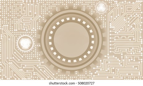 Abstract Futuristic Technology Background Gears Beige Stock Vector ...
