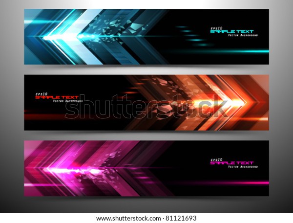 Abstract Futuristic Website Banner Set Vector Stock Vector (Royalty ...