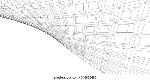 Abstract Geometric 3d Structure Architectural Background Stock Vector ...
