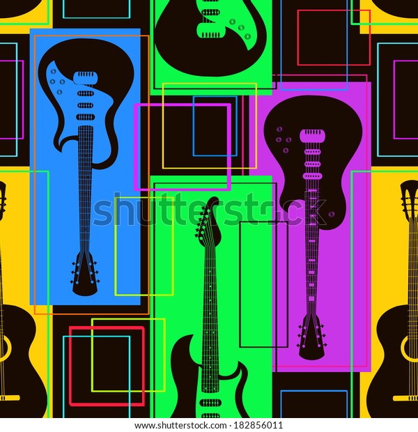 Abstract Geometric Colorful Seamless Pattern Guitars Stock Vector ...