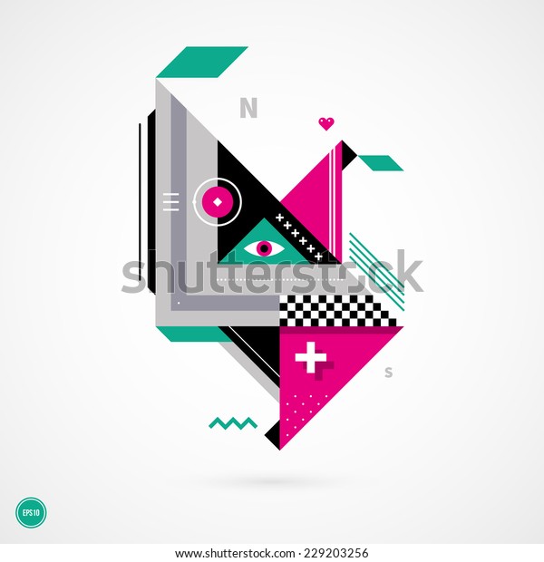 Abstract Geometric Creature On White Background Stock Vector (Royalty ...